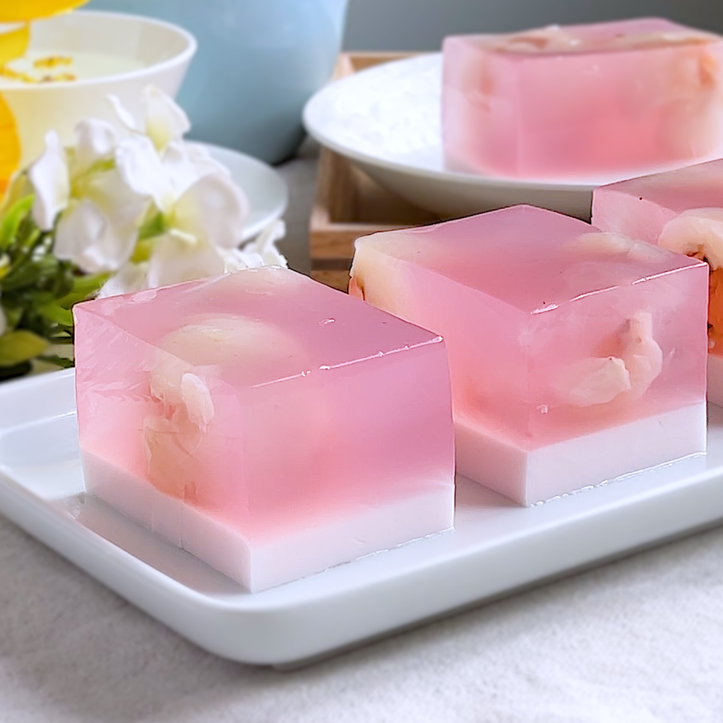 Lychee Agar-agar Jelly | 荔枝椰子果冻燕菜糕食谱