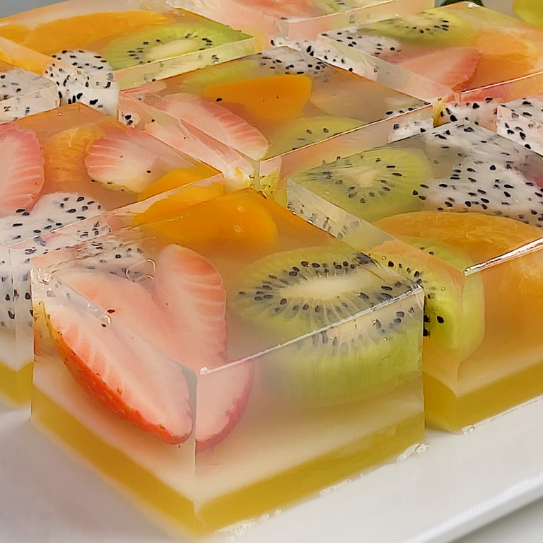 Fruit Jelly Cubes | Agar-agar Recipes | 果冻块食谱 | 燕菜糕食谱
