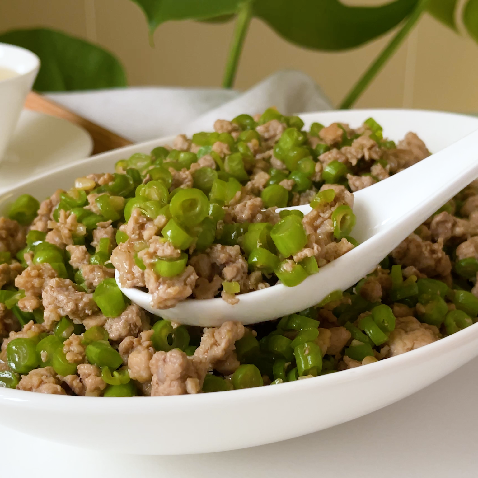 Stir Fry French Beans with Minced Pork 法国豆炒肉碎