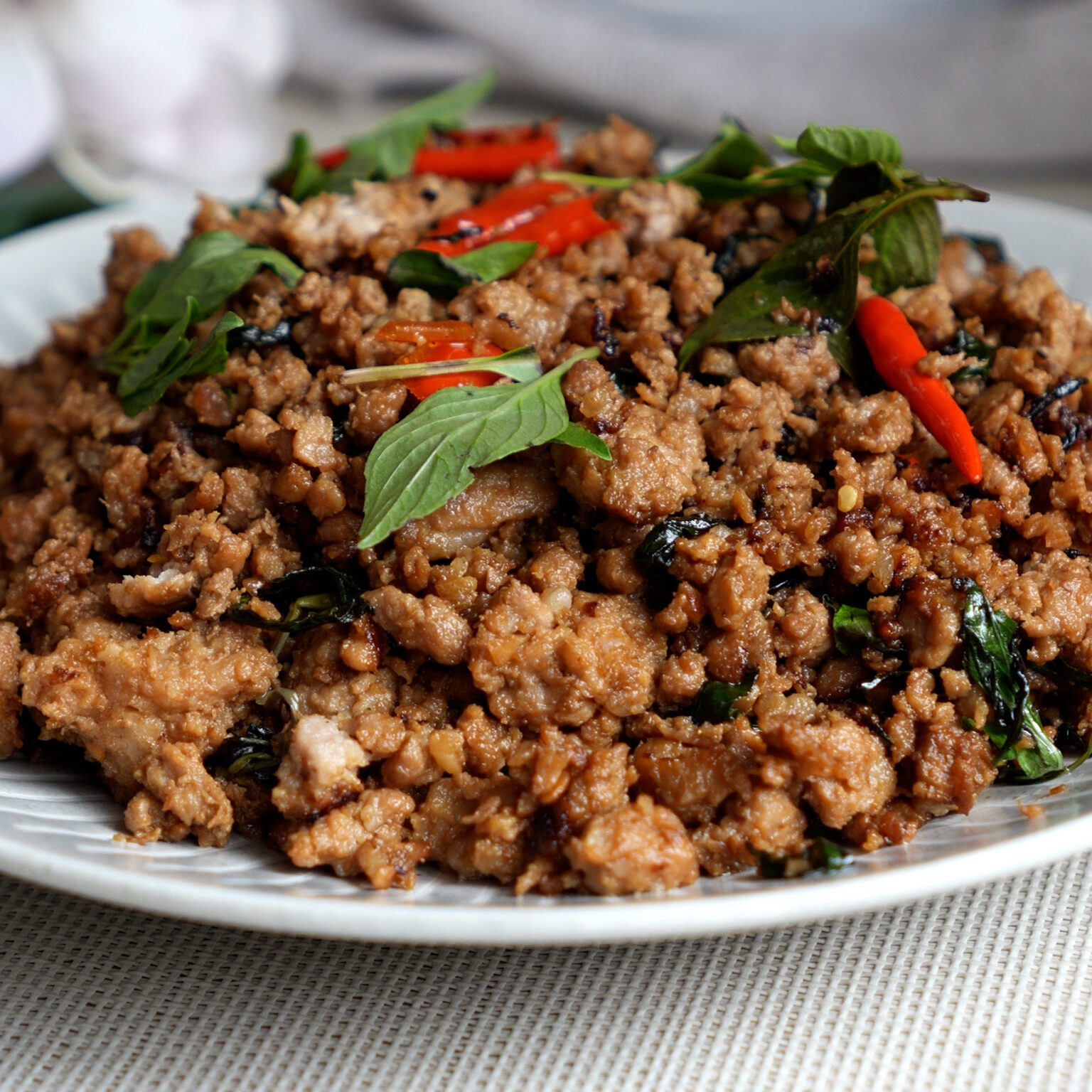 Minced Pork with Thai Basil Stir-Fry
