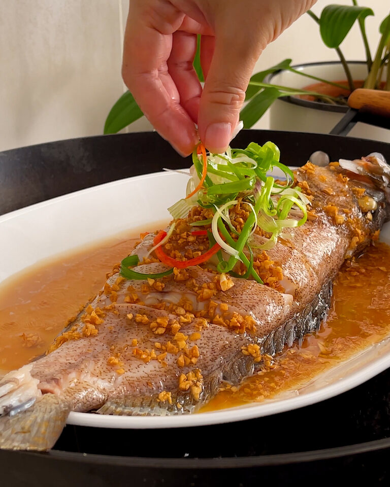 Steamed Whole Fish with Fragrant Garlic Soy Sauce